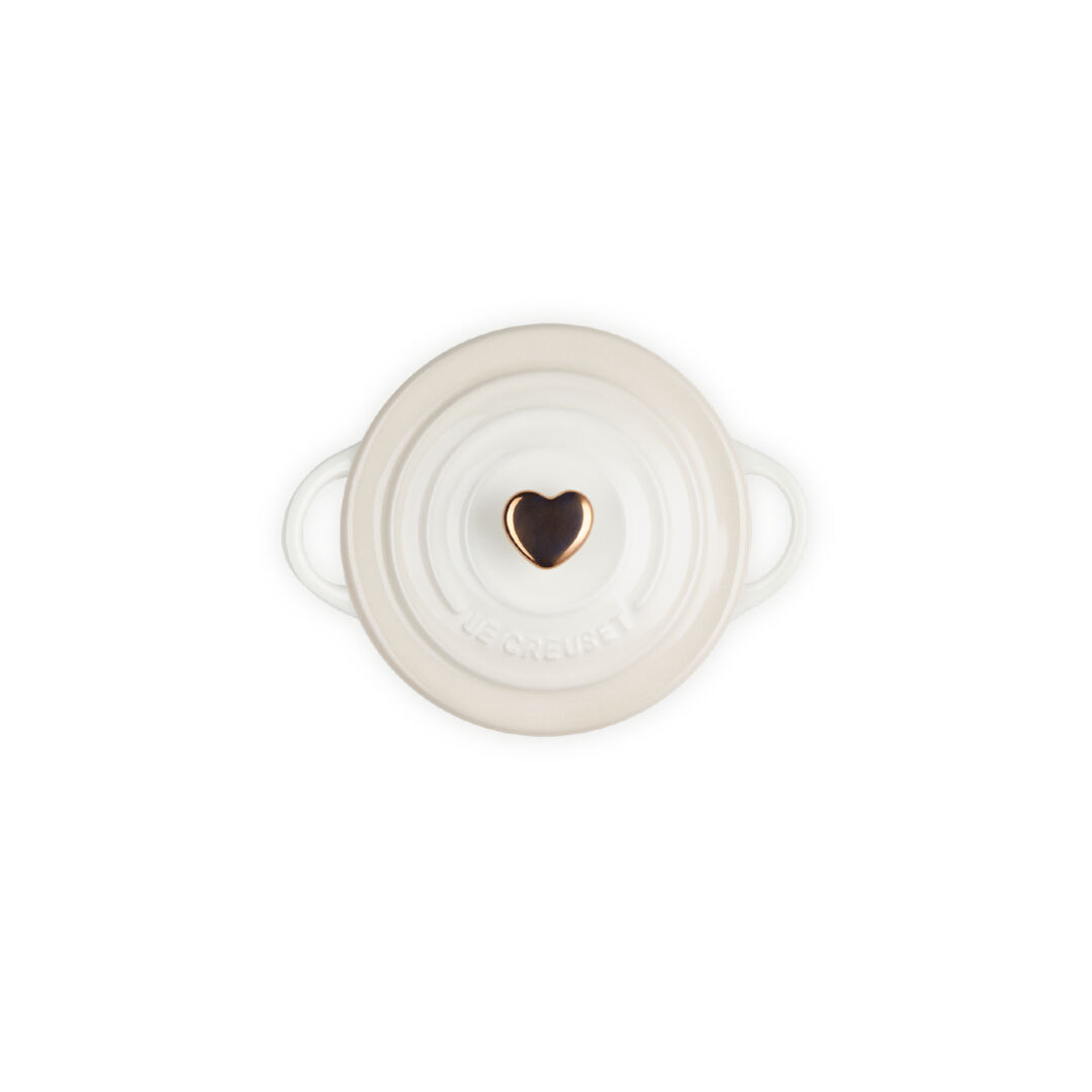Mini Round Cocotte with Heart Gold Knob 10cm Meringue 716 | Le Creuset ...