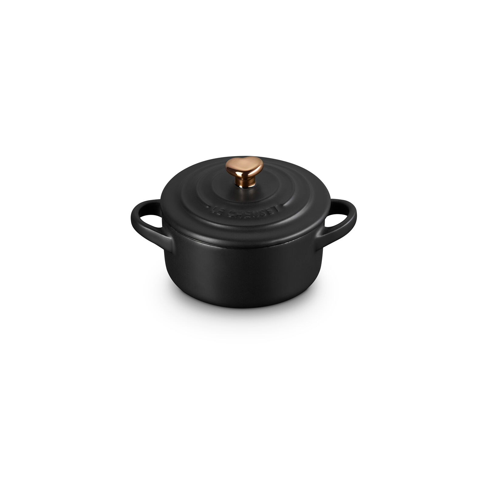 Mini Round Cocotte with Gold Heart Knob Matte Black 000 | Le Creuset ...