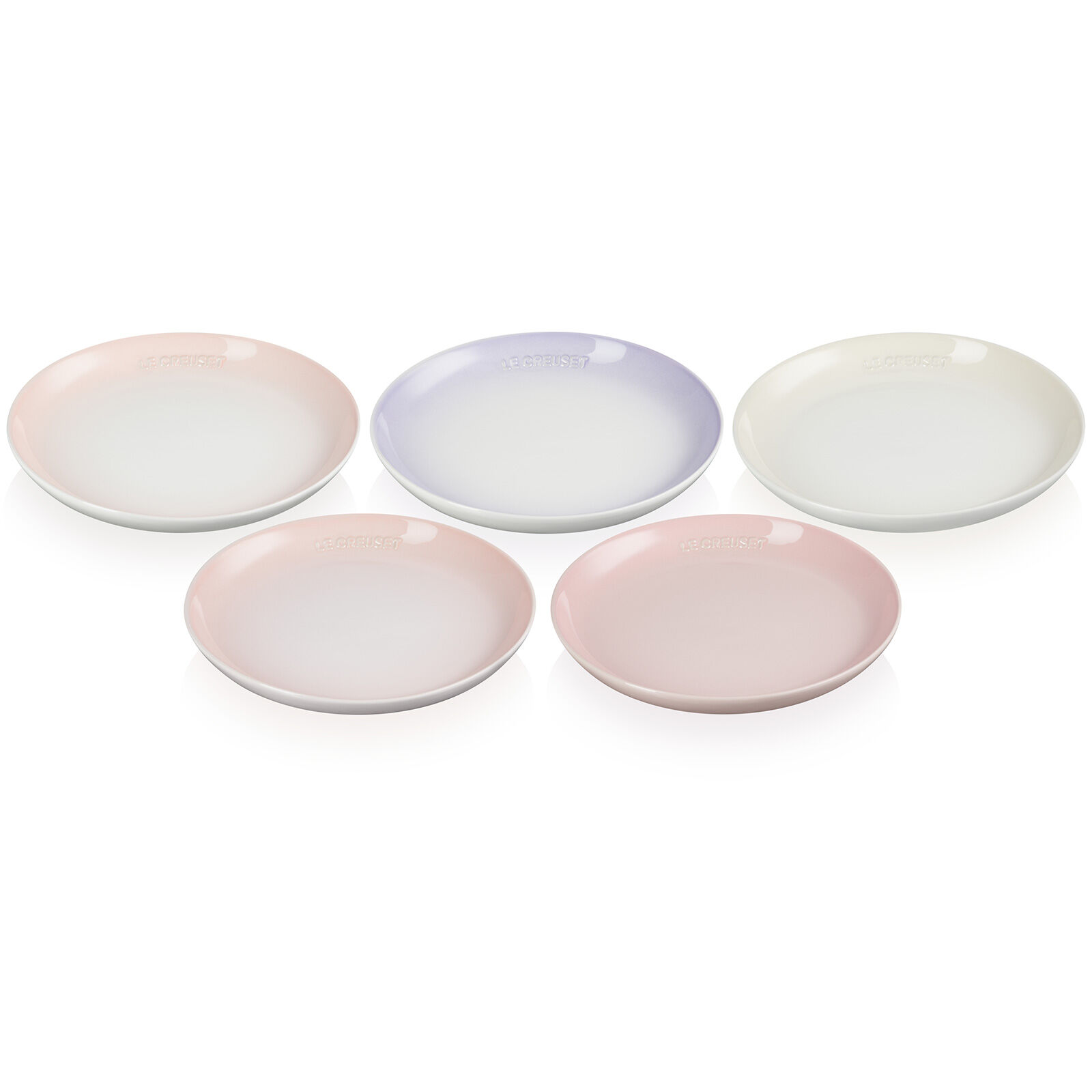 Set of 5 Sphere Plate 22cm Shell Pink/Powder Pink/Powder Purple/Milky ...